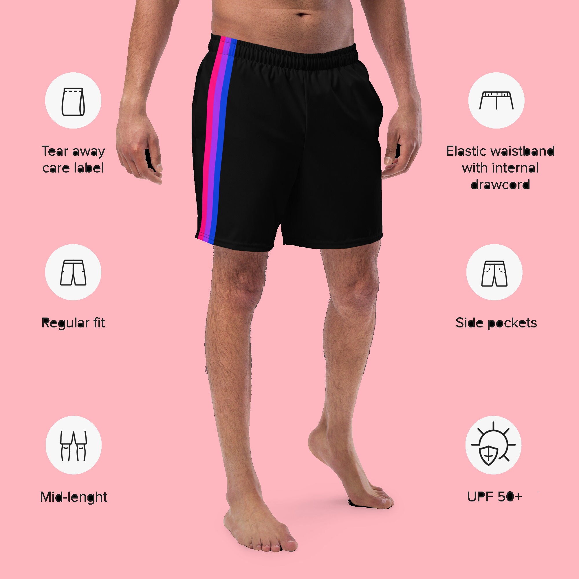 Bisexual Pride Swim Trunks / Bi Swimwear / Bisexual Flag Long - Etsy