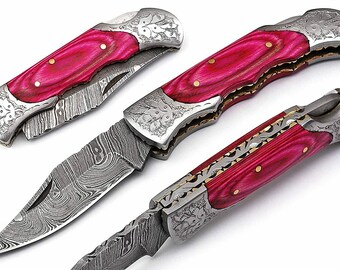 Pink Damascus Knife - Etsy