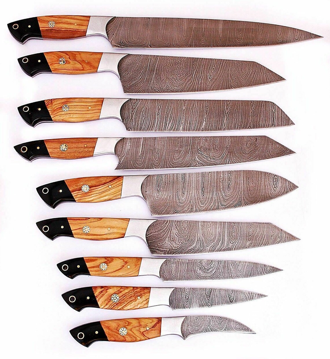 Hand Forged Damascus Steel Chef Knife Set With Bone/horn - Etsy