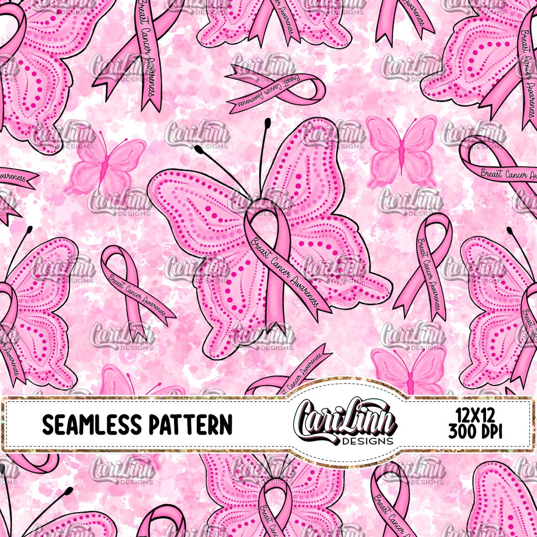 Seamless Pattern Breast Cancer Butterflies - Etsy