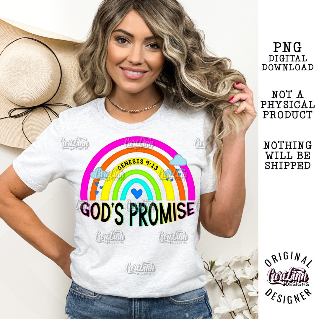 Gods Promise, Rainbow, PNG Digital Download for Sublimation, DTF, DTG ...