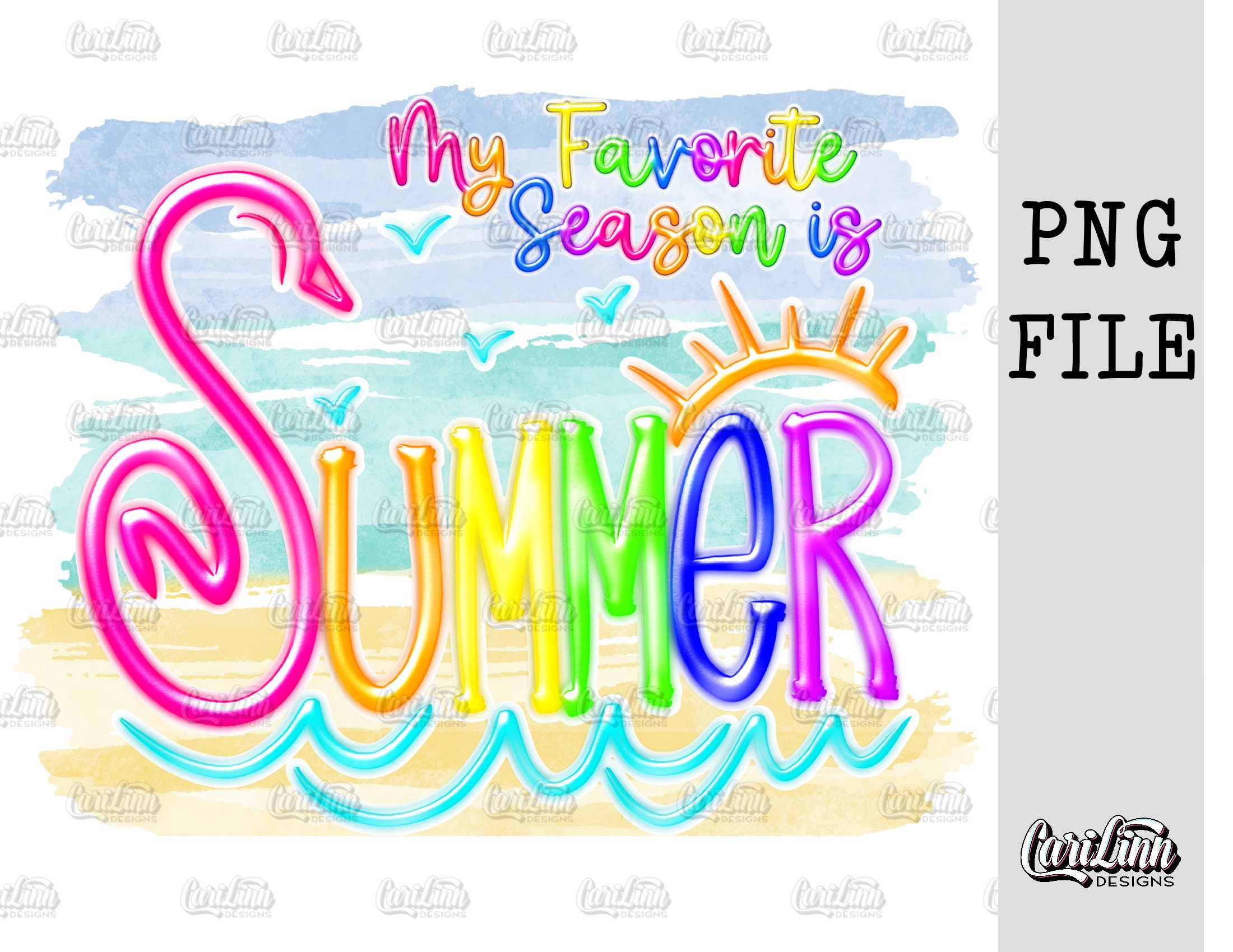 My Favorite Season is Summer Summer Neon Hand Drawn PNG | Etsy