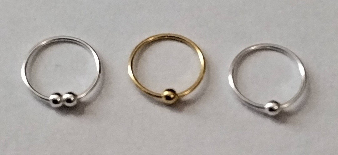 Sterling Silver Ball Nose Ring, 22G 10mm - Etsy