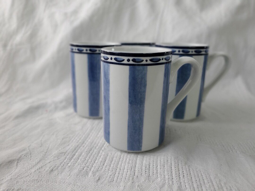 Set of 4 Dansk Bistro Cafe "parisian Blue" Coffee Mugs - Etsy