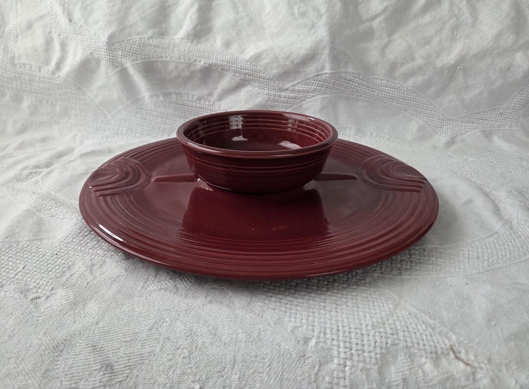 Homer Laughlin P86 Fiesta Hostess Chip & Dip Set, Claret? Cinnabar? - Etsy