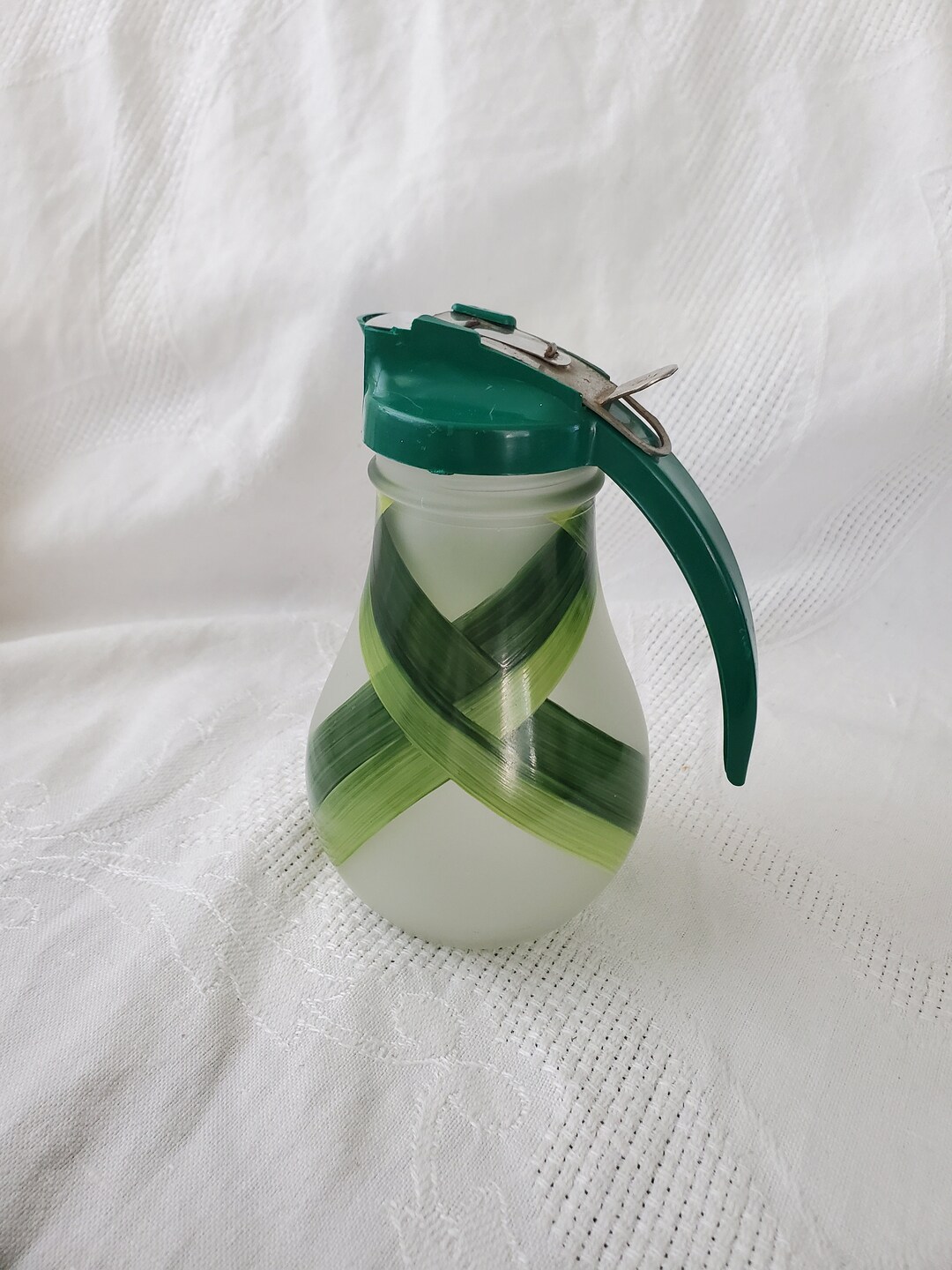 VINTAGE Dripcut Syrup Dispenser, Green Plaid Hand Painted Decoration - Etsy