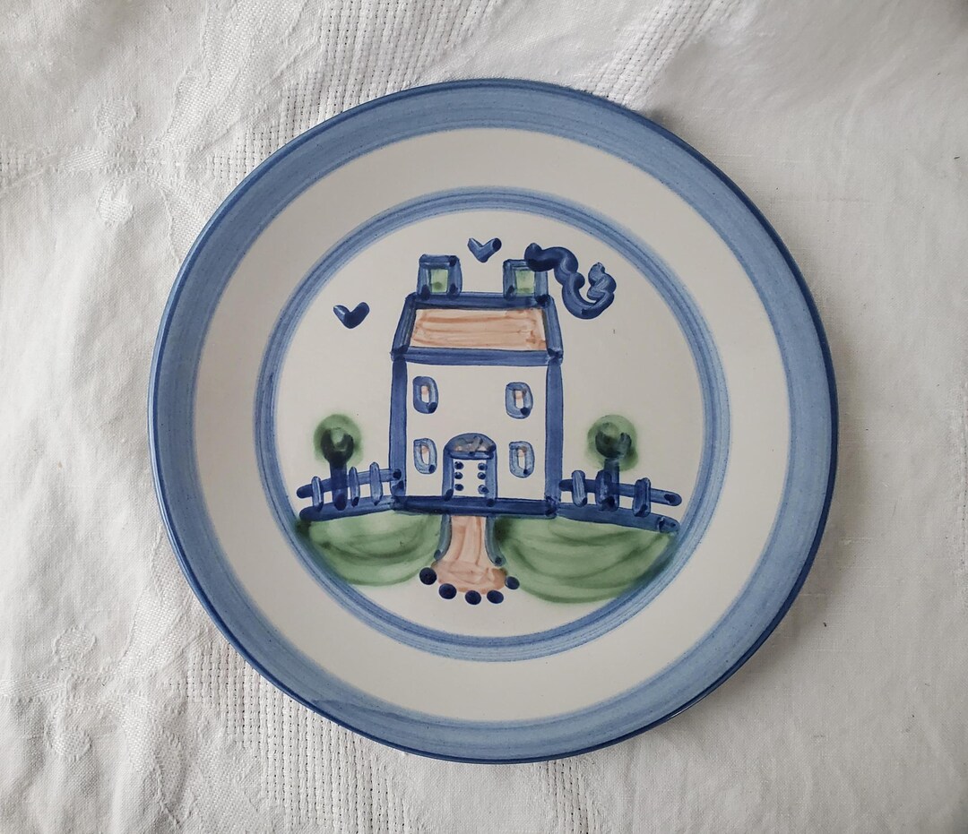 VINTAGE M A Hadley "country Scene Blue House" Dinner Plate - Etsy