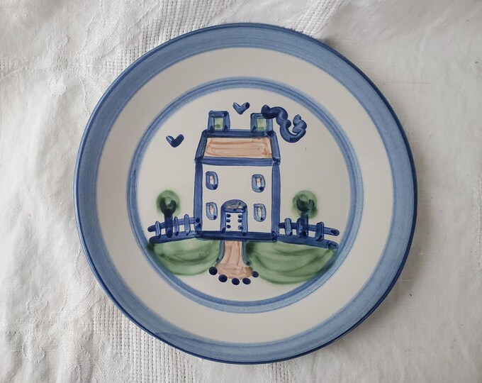 VINTAGE M A Hadley "country Scene Blue House" Dinner Plate - Etsy