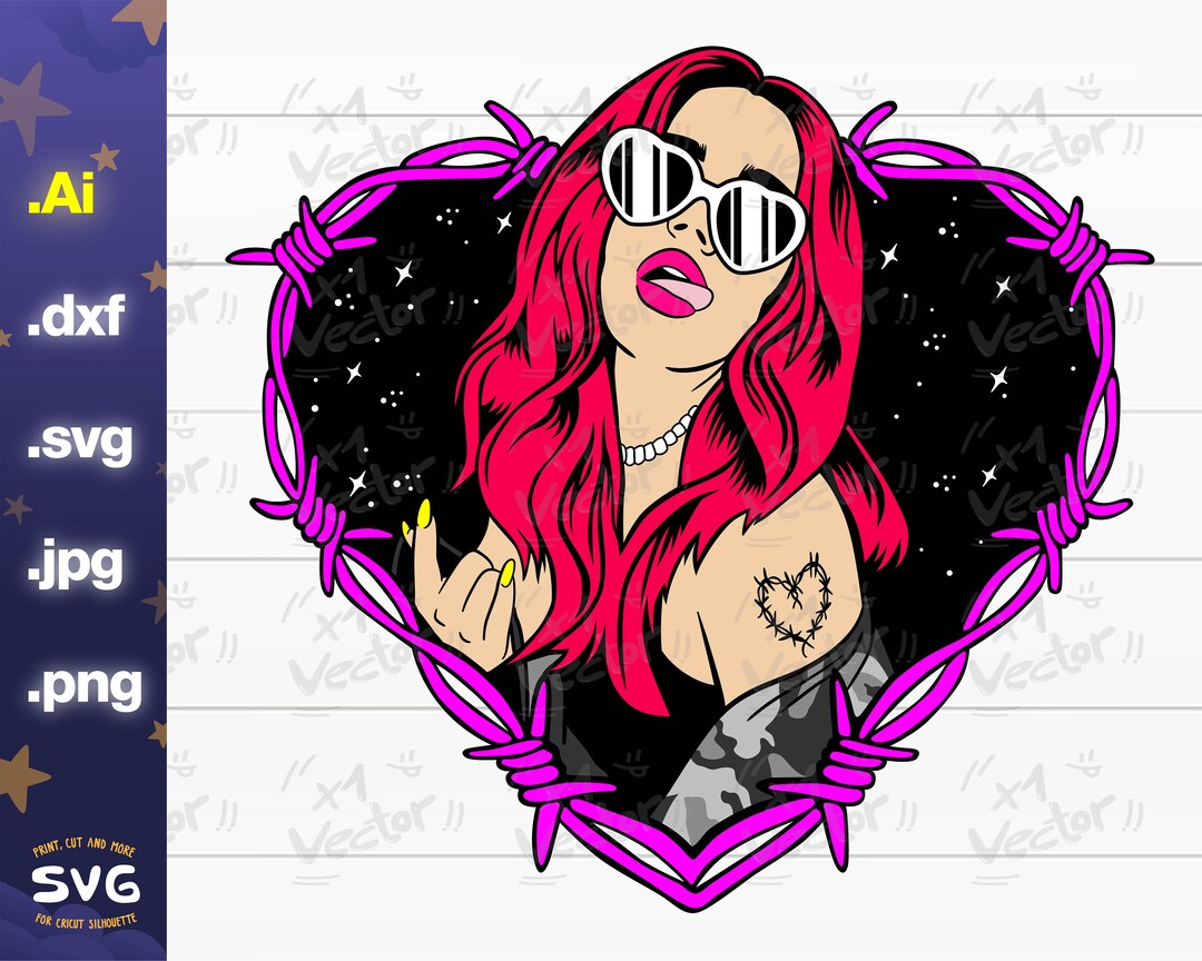 Karol G Red Hair SVG, Heart Tattoo PNG, Karol G 2022 Hair, Digital ...