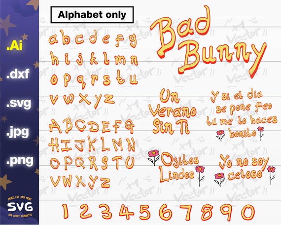 Bad bunny Solo Alfabeto SVG/DXF/JPG/Png Un verano sin ti - Etsy España