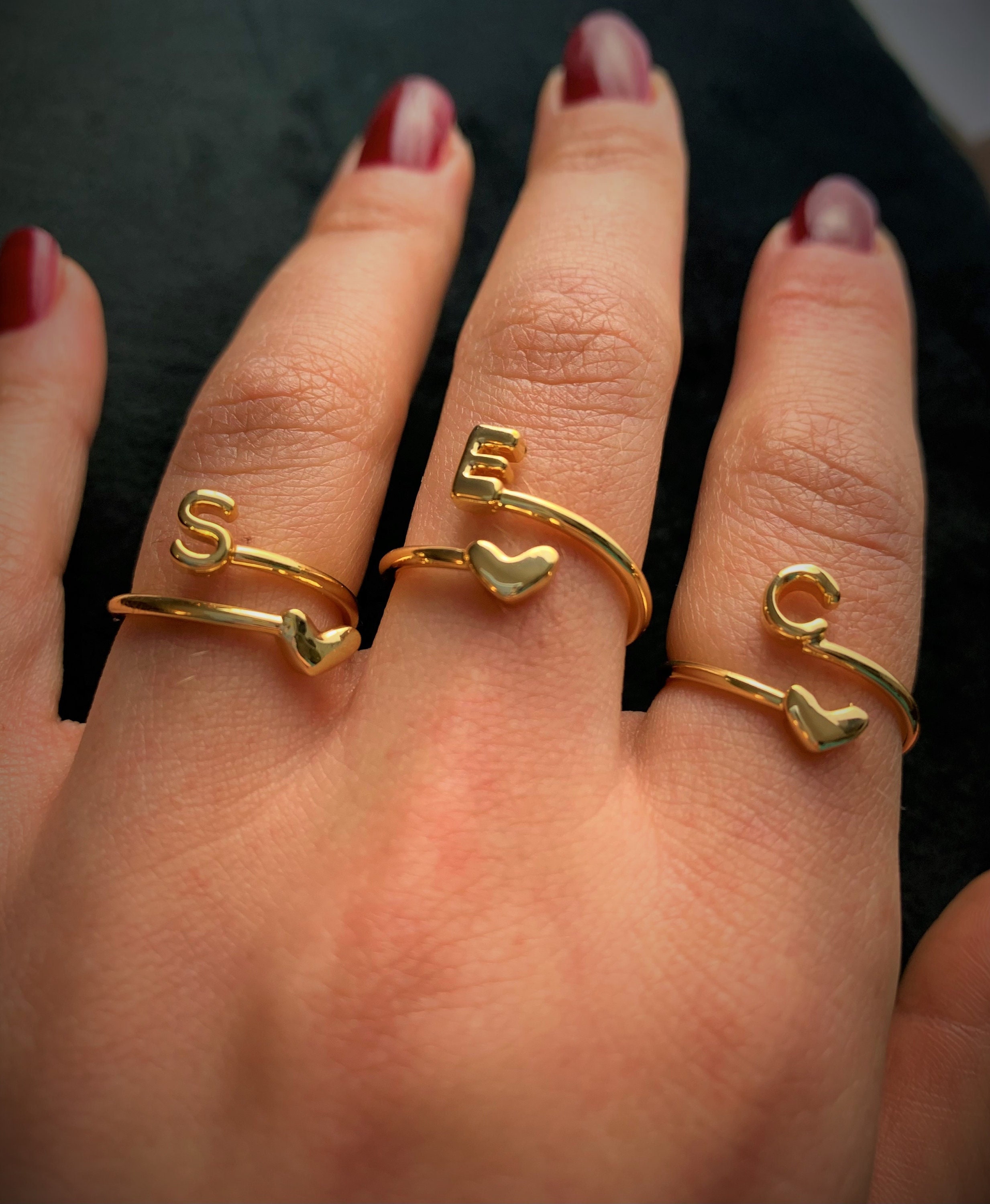 Letter Gold Ring - Etsy UK