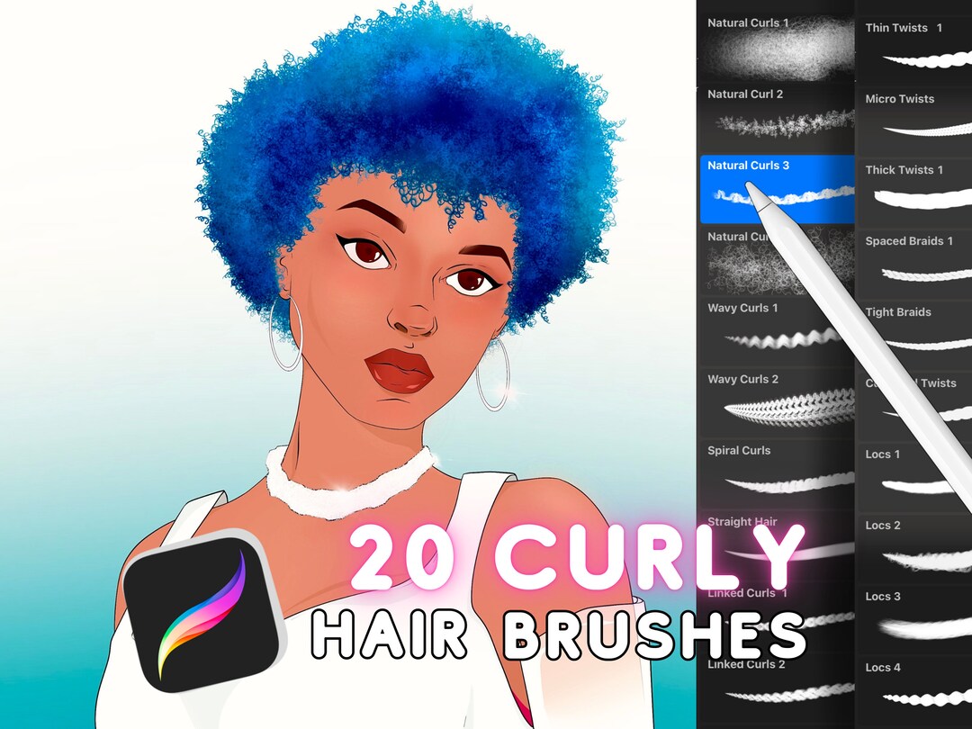 Procreate Curly Hair Brushes, iPad Procreate Brushes, Procreate Natural ...