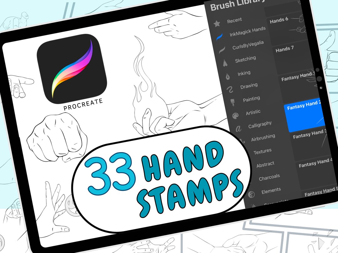 33 Procreate Hand Stamps, Procreate Guide Brushes, iPad Procreate ...