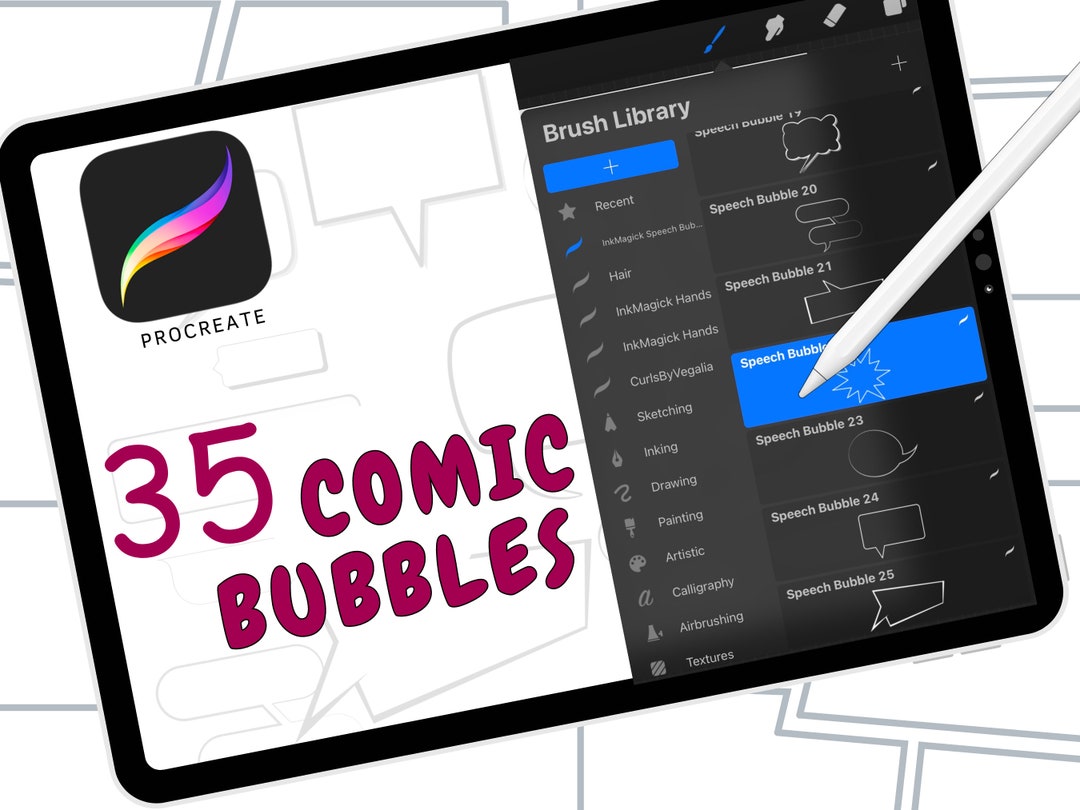 35 Procreate Word Bubble Stamps, Procreate Speech Bubble Brushes, Comic ...