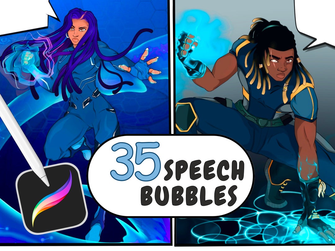 35 Procreate Word Bubble Stamps, Procreate Speech Bubble Brushes, Comic ...