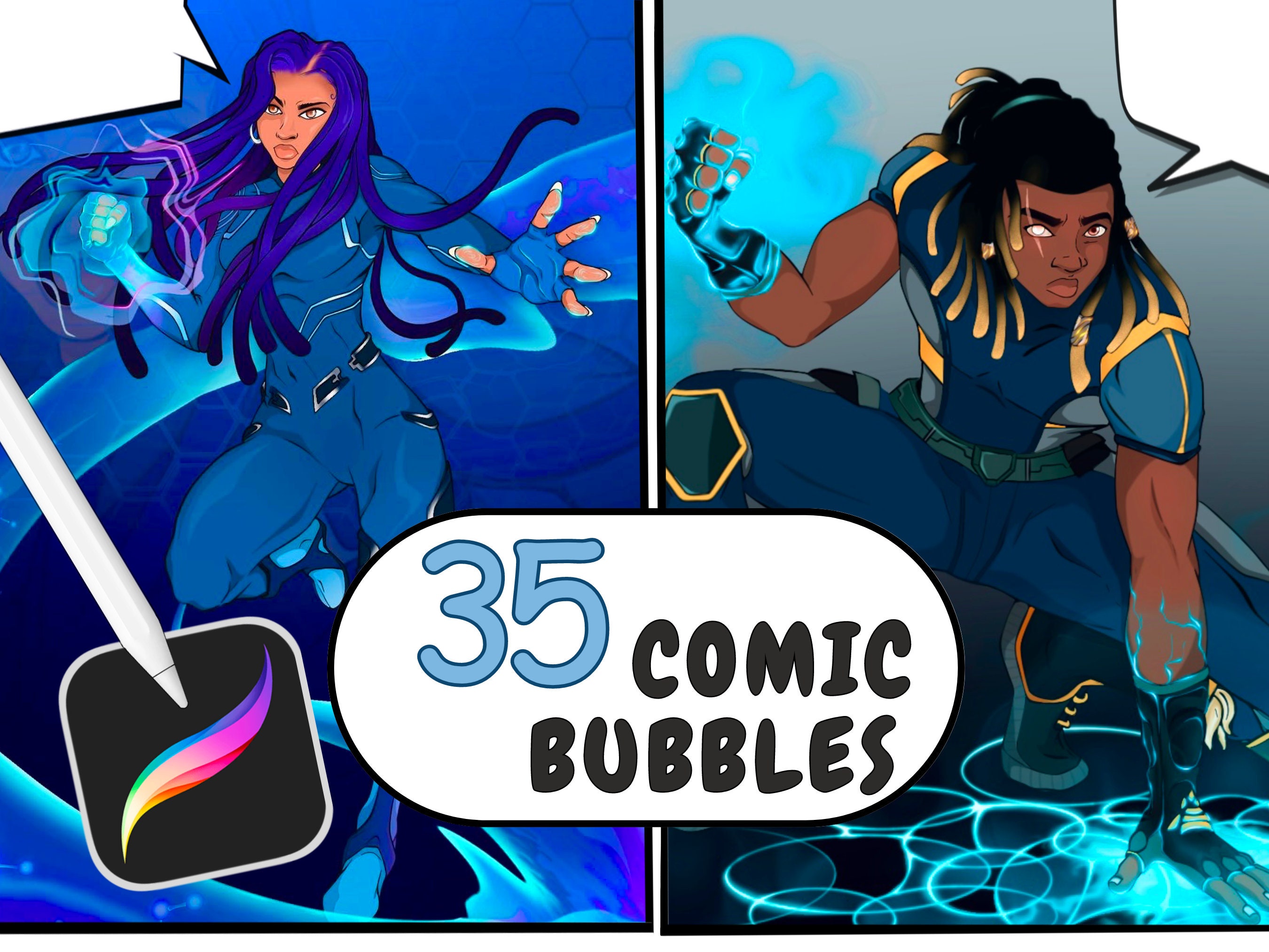 35 Procreate Word Bubble Stamps, Procreate Speech Bubble Brushes, Comic ...