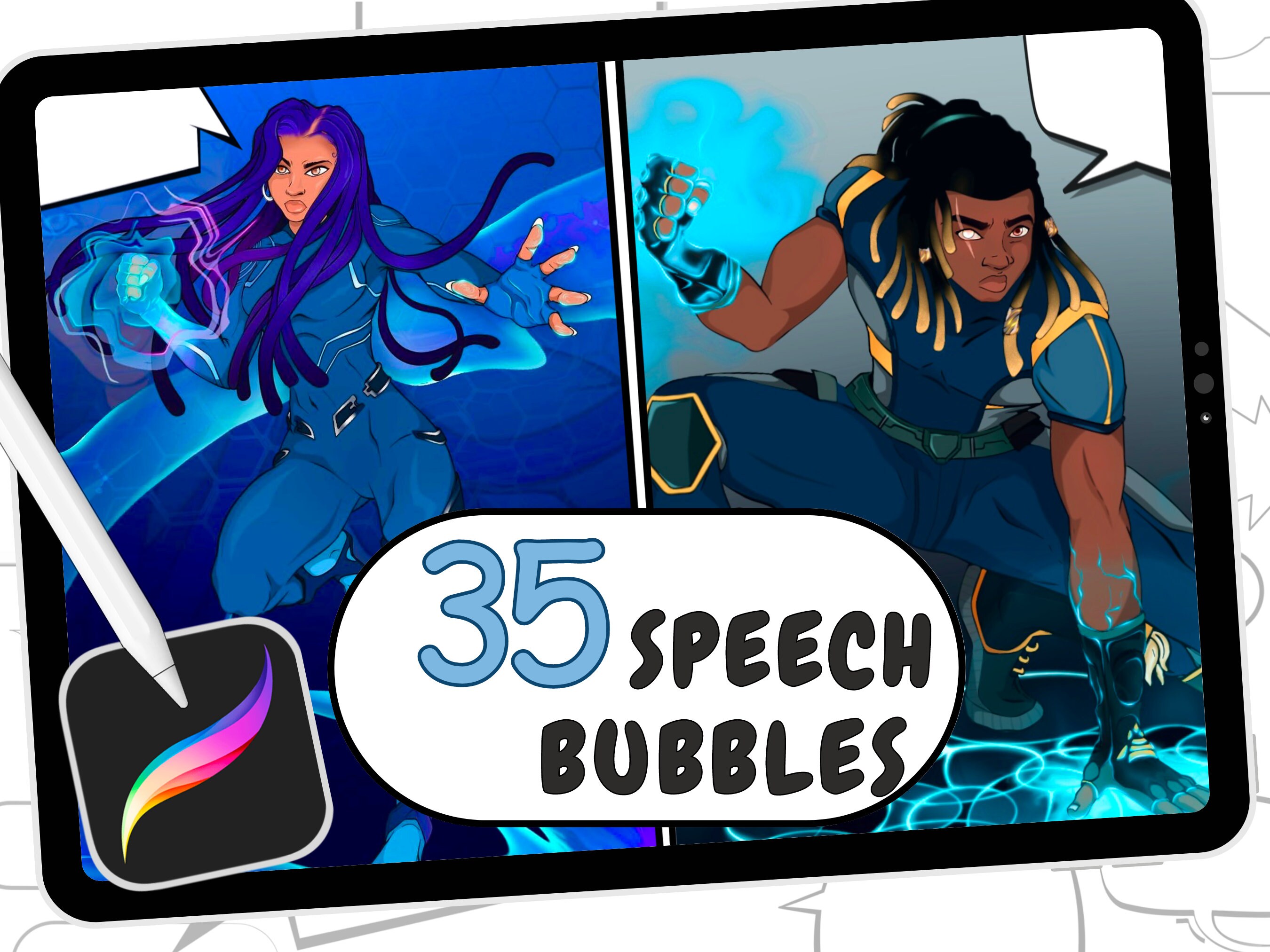 35 Procreate Word Bubble Stamps, Procreate Speech Bubble Brushes, Comic Stamps,art Digital ...