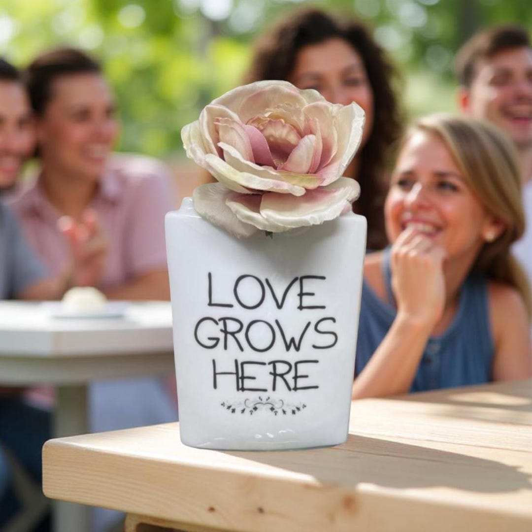 Vase Personalized With Photos, 9.5”x 5” Wide, Porcelain, Dishwasher ...