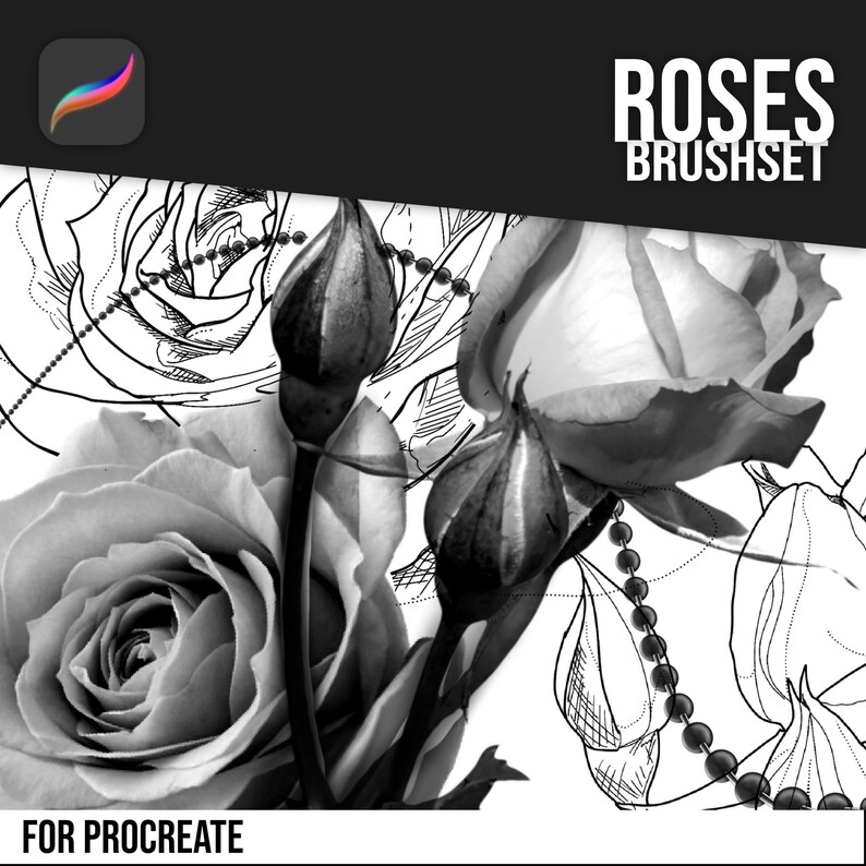 Procreate Tattoo Roses Leaves & Stencils Brush and Stamp Set - Etsy