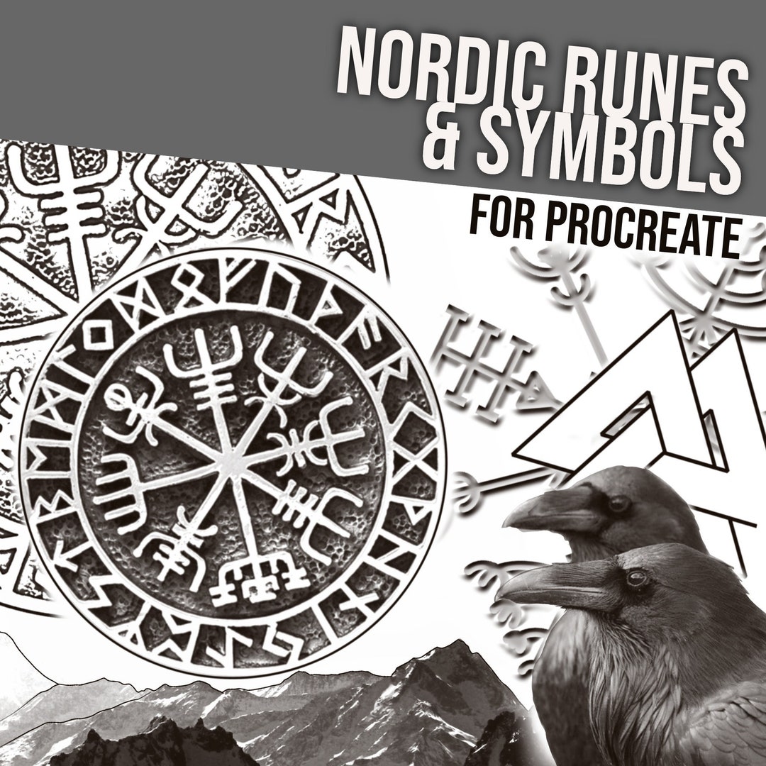 Procreate Tattoo, Nordic and Viking Symbols, Runes and Images as Brush ...