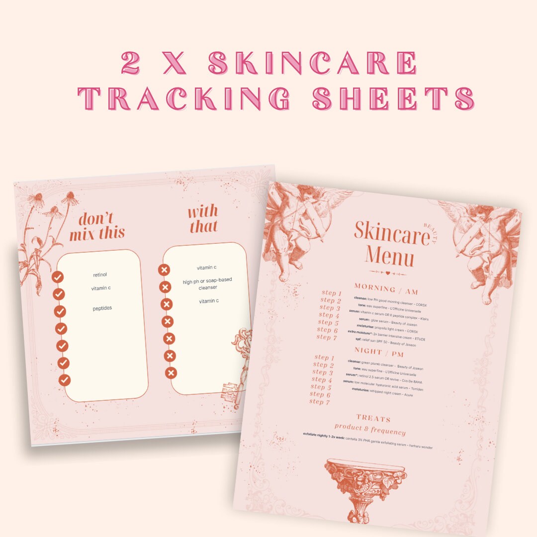 Digital Planner Skincare Tracker Sheets Morning & Night Routine ...
