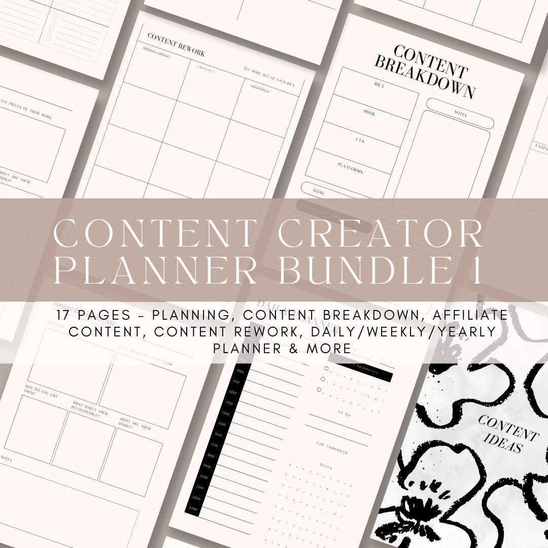 Content Creator Planner Bundle 1 - Printable Goodnotes Digital Planner ...