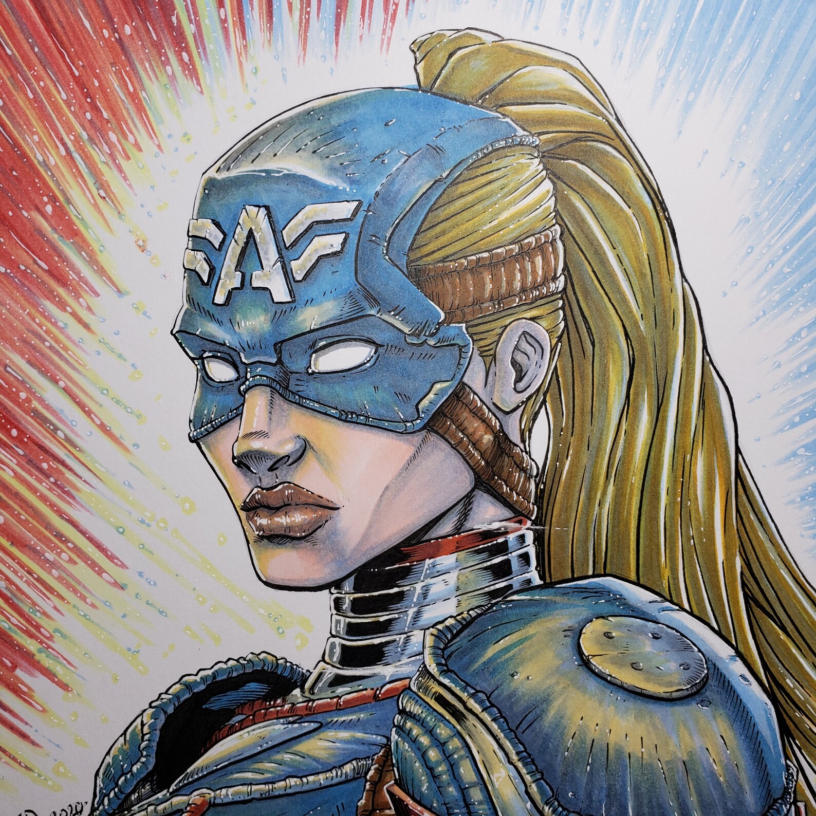Captain America 2099 roberta Mendez Colored With Copic - Etsy