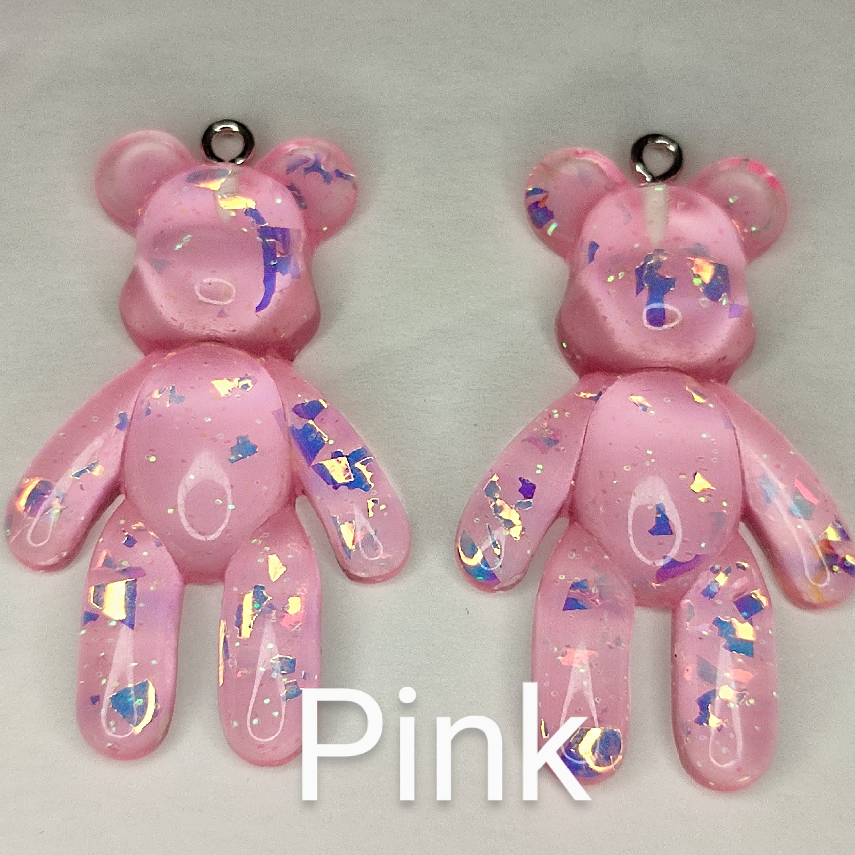 3D Teddy Bear Resin Glitter Flatback Bracelet Charms With Hook, Large ...