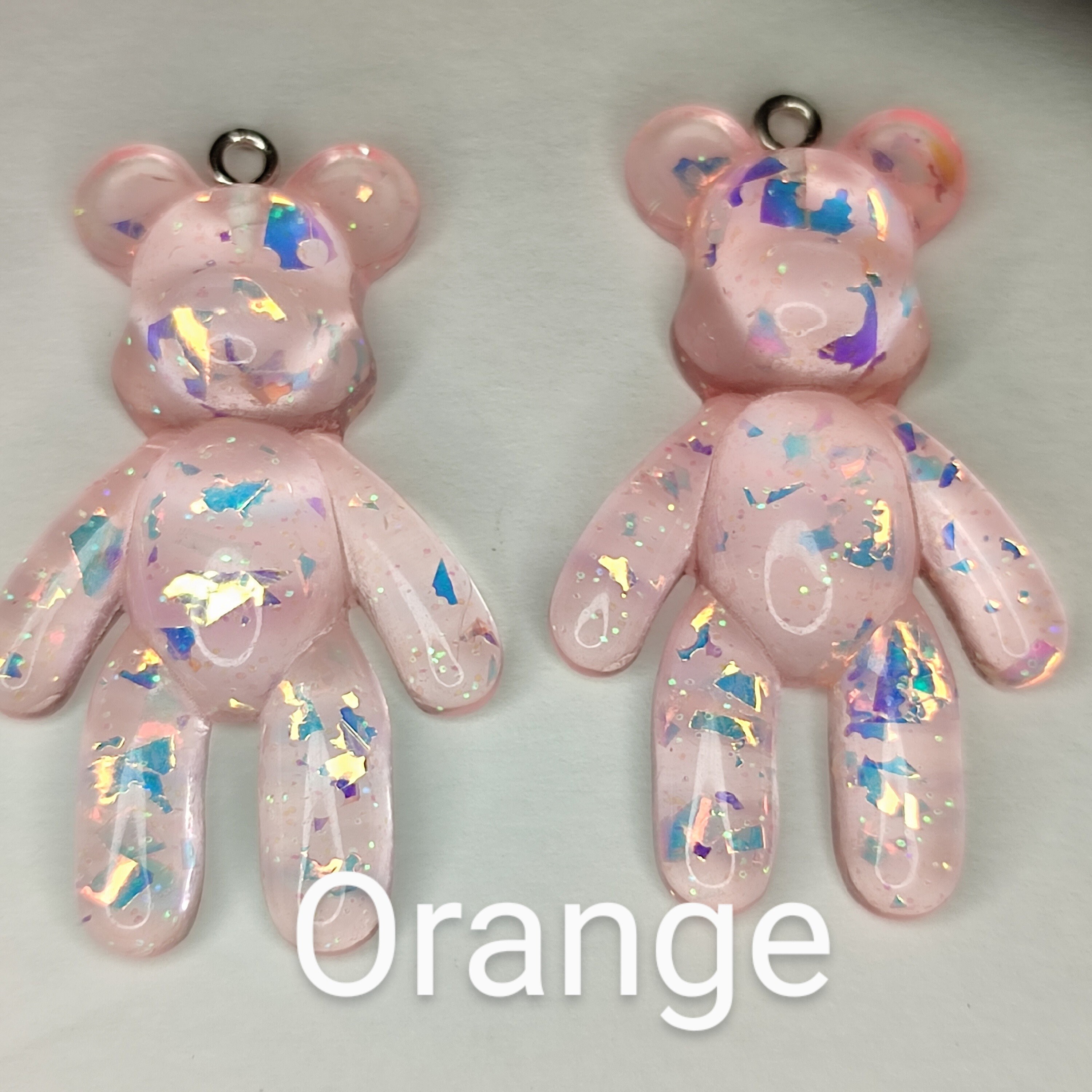 3D Teddy Bear Resin Glitter Flatback Bracelet Charms With Hook, Large ...