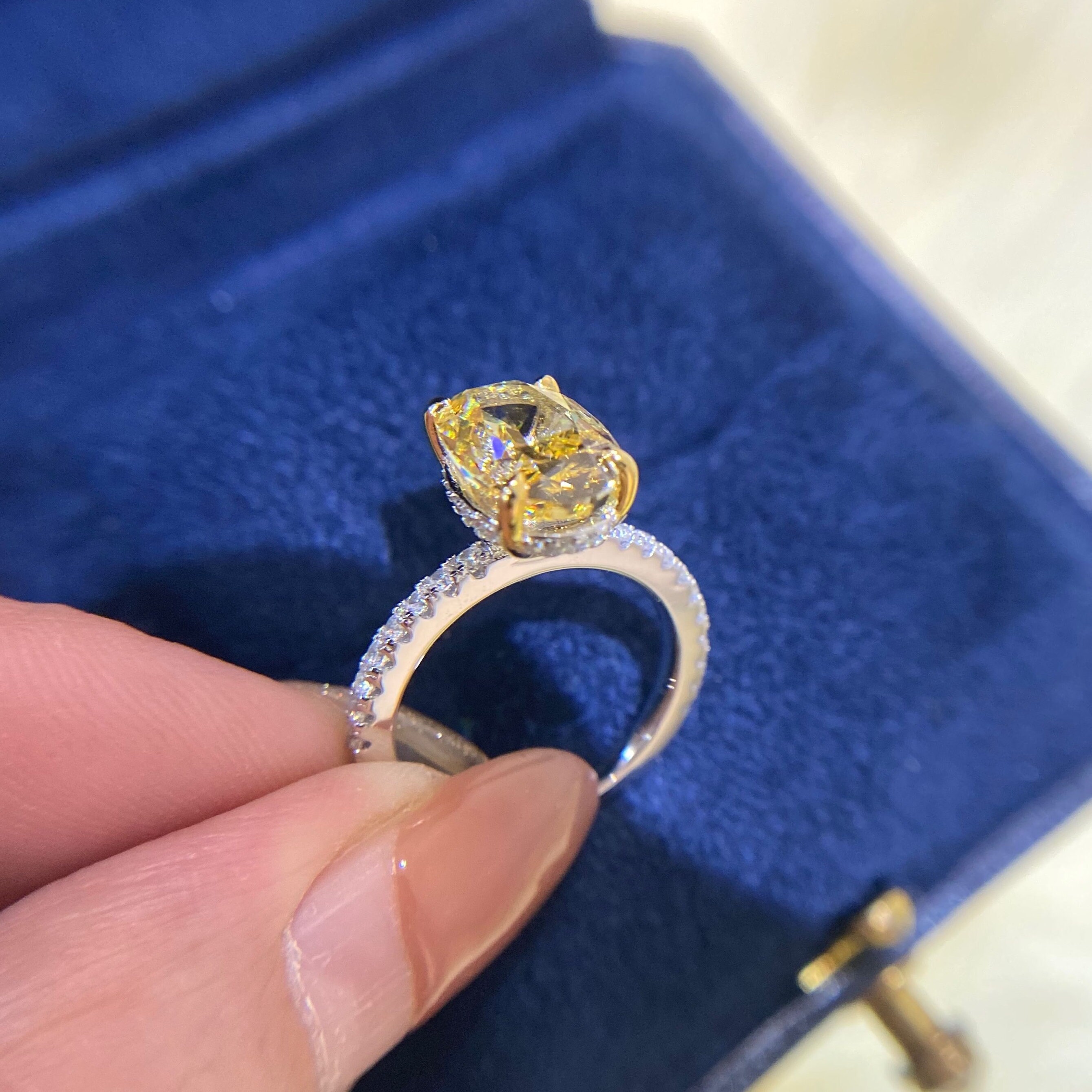 Stunning High Quality Imitation Yellow Diamond Ring 18K White | Etsy