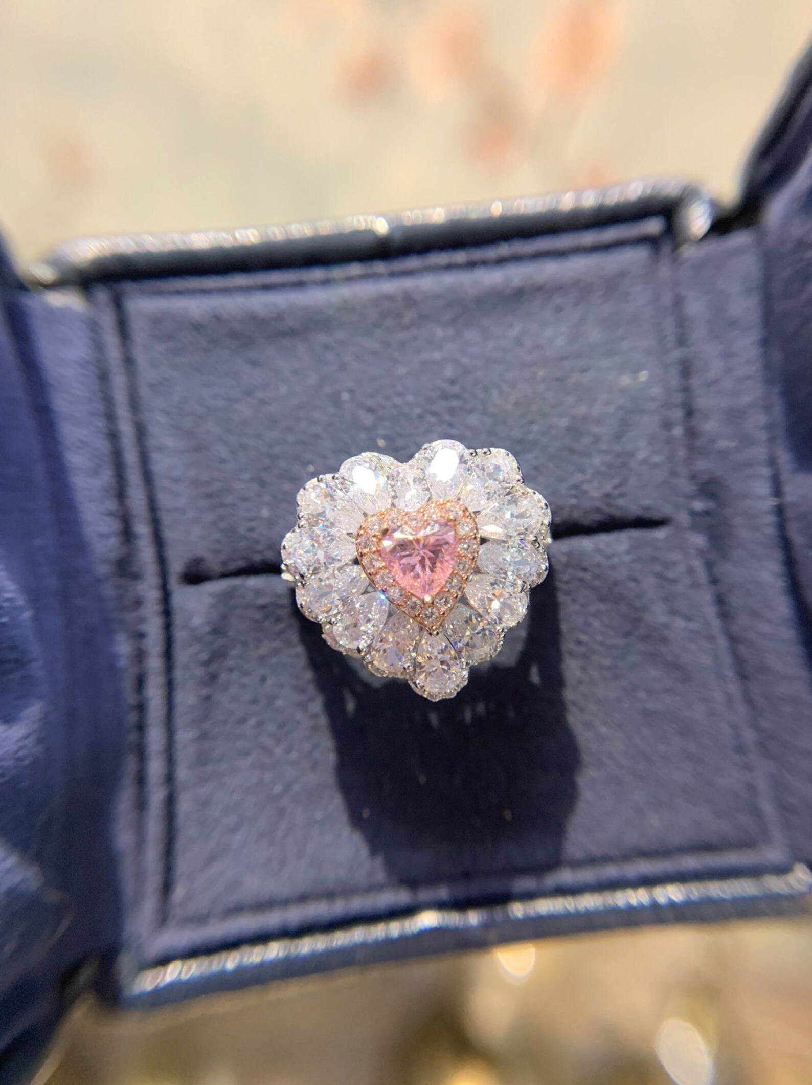 Stunning High Quality Imitation Pink Diamond Ring 18K White - Etsy