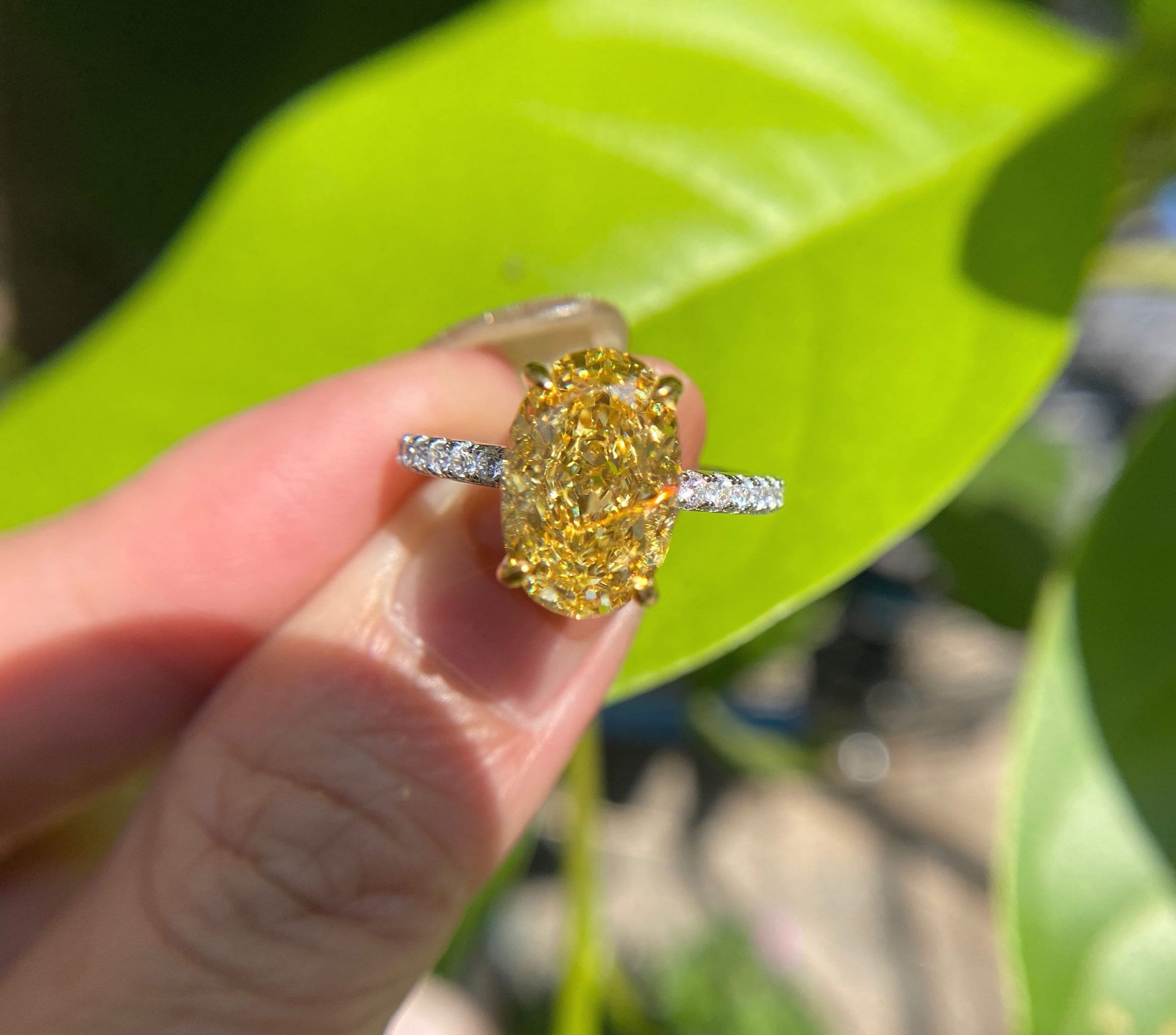 Stunning High Quality Imitation Yellow Diamond Ring 18K White | Etsy