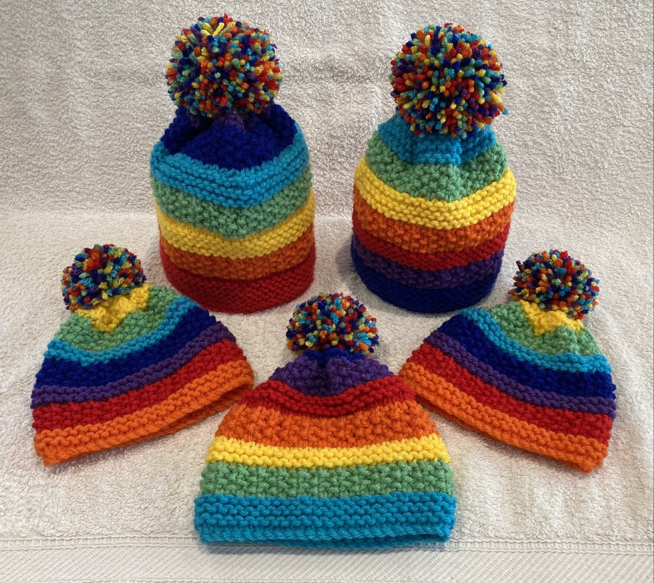 Rainbow Bobble Hat - Etsy UK