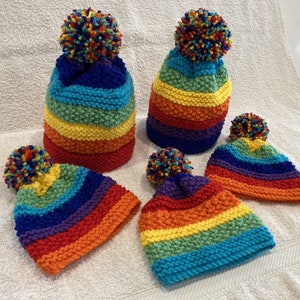 Rainbow Bobble Hat - Etsy UK
