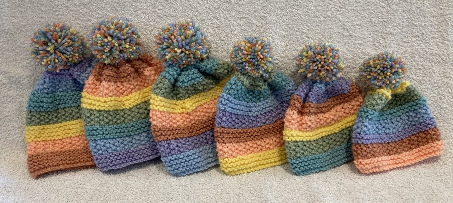 Rainbow Pastel Bobble Hats | Etsy