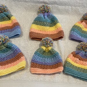Rainbow Pastel Bobble Hats - Etsy