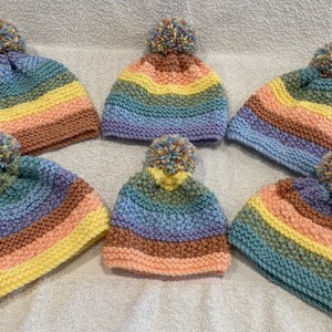 Rainbow Pastel Bobble Hats - Etsy