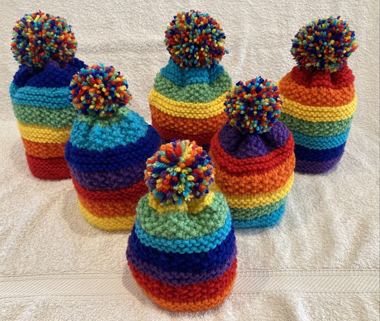 Rainbow Bobble Hat - Etsy UK