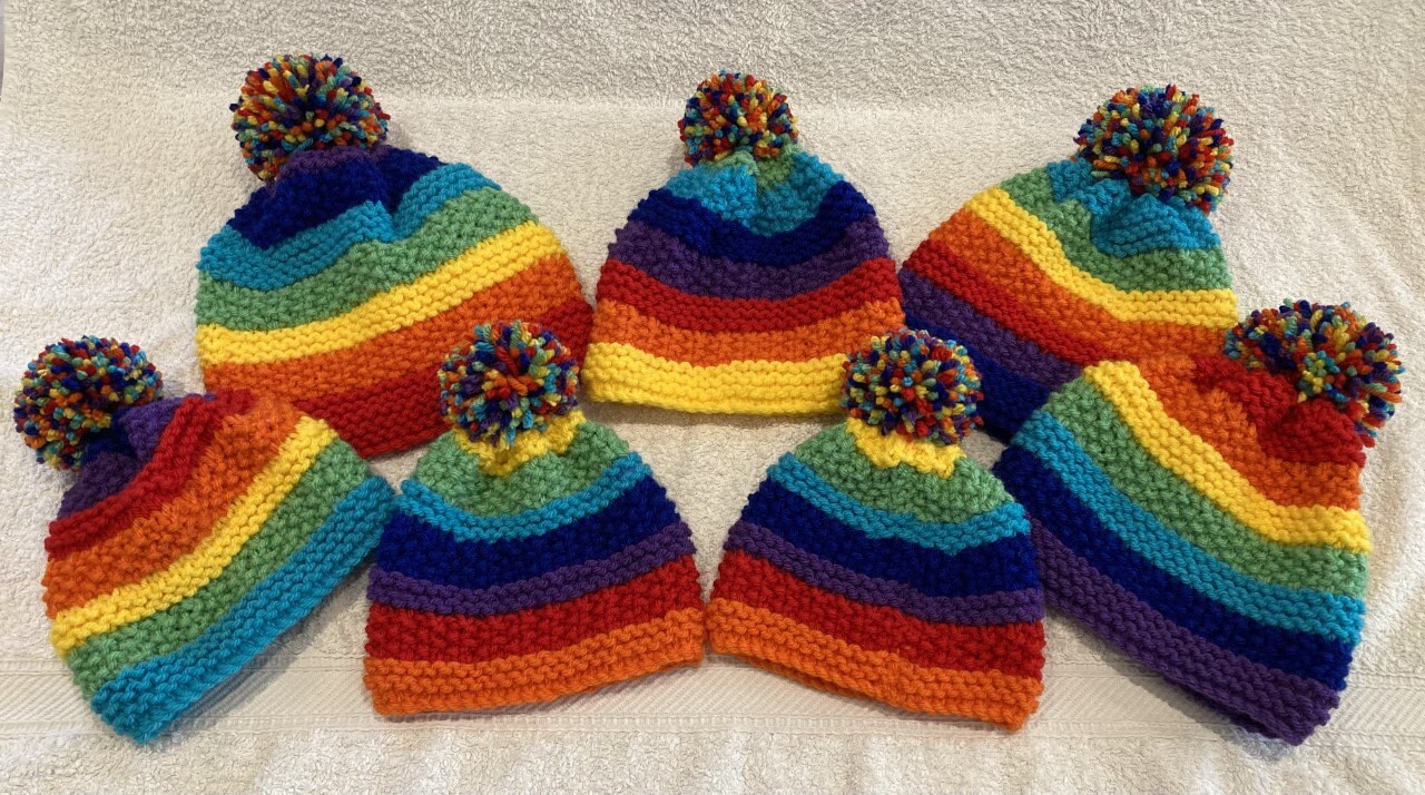 Rainbow Bobble Hat - Etsy UK