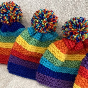 Rainbow Bobble Hat - Etsy UK