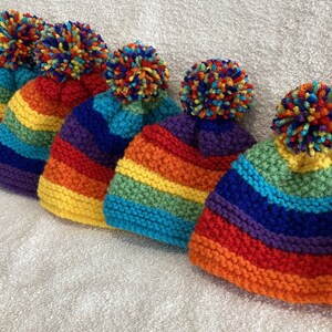 Rainbow Bobble Hat - Etsy UK