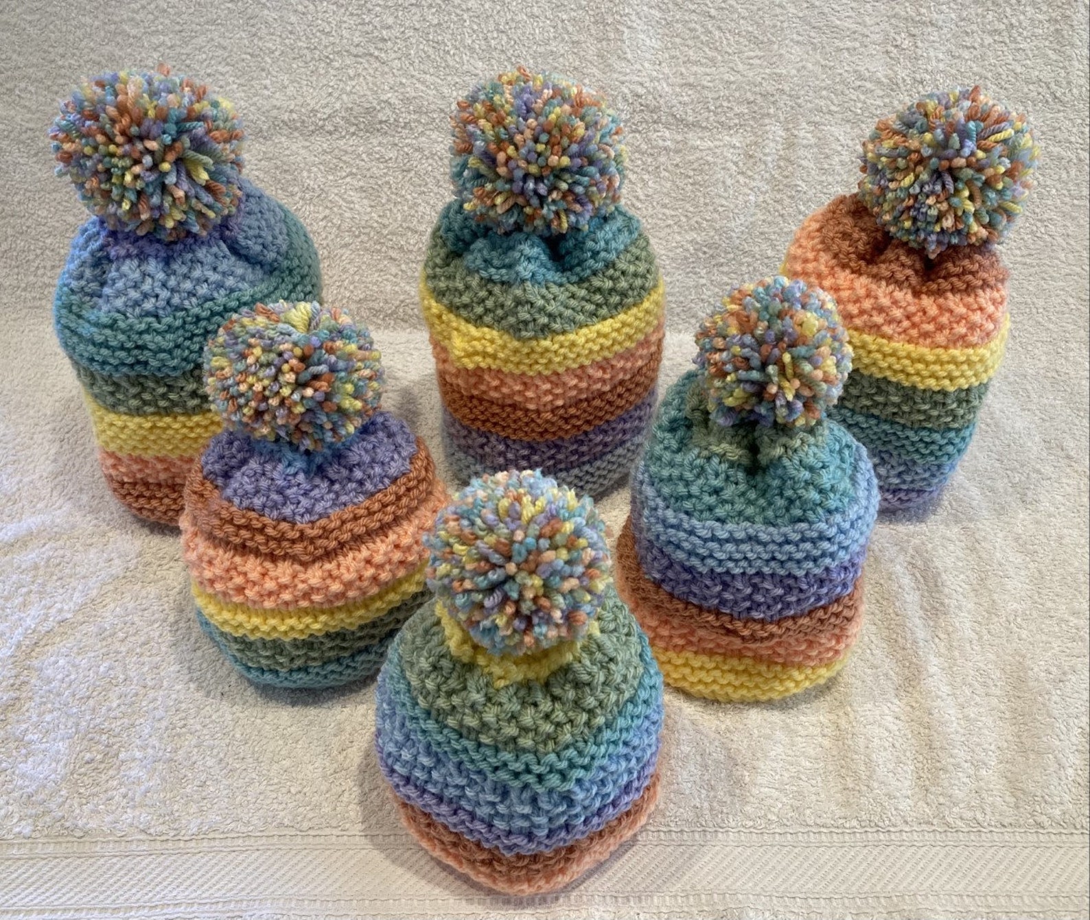 Rainbow Pastel Bobble Hats | Etsy