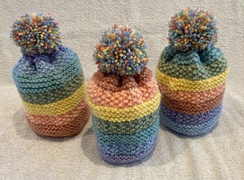 Rainbow Pastel Bobble Hats - Etsy
