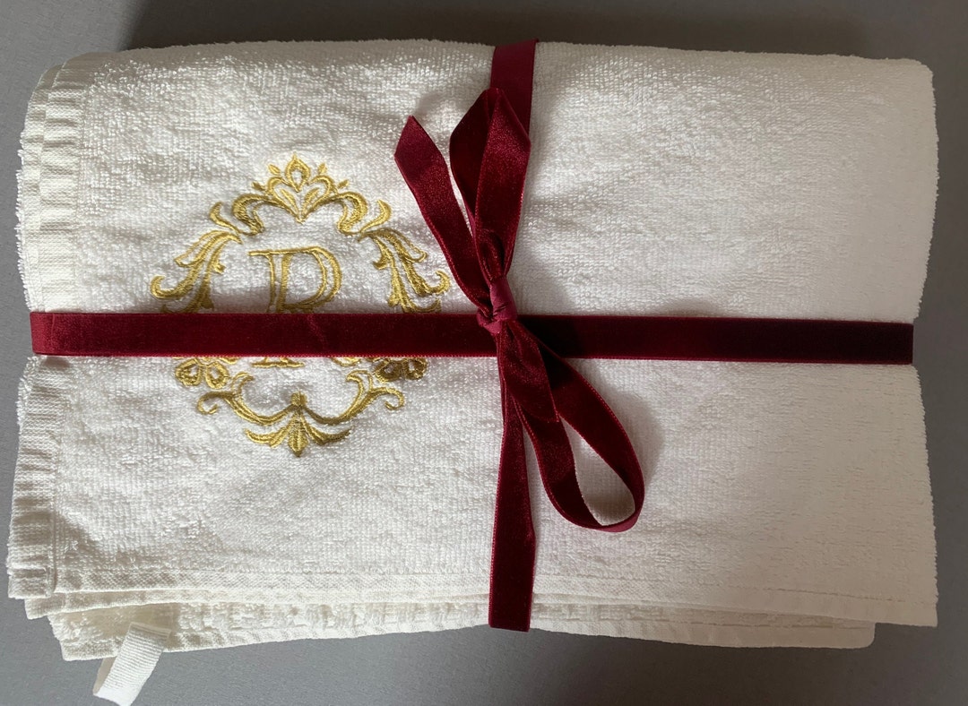 Personalised Towels | Gold Antique | Monogrammed Letters | Embroidered ...