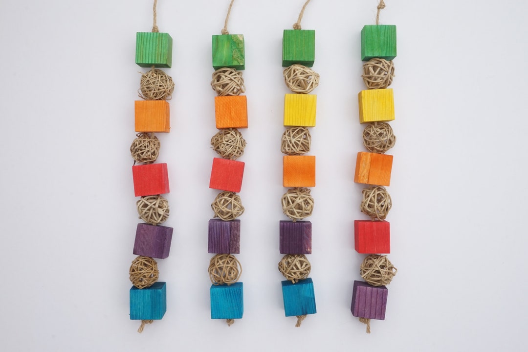 Colourful Cube Stack Hanging Chew Toy for Bunnies | Natural Toys for ...