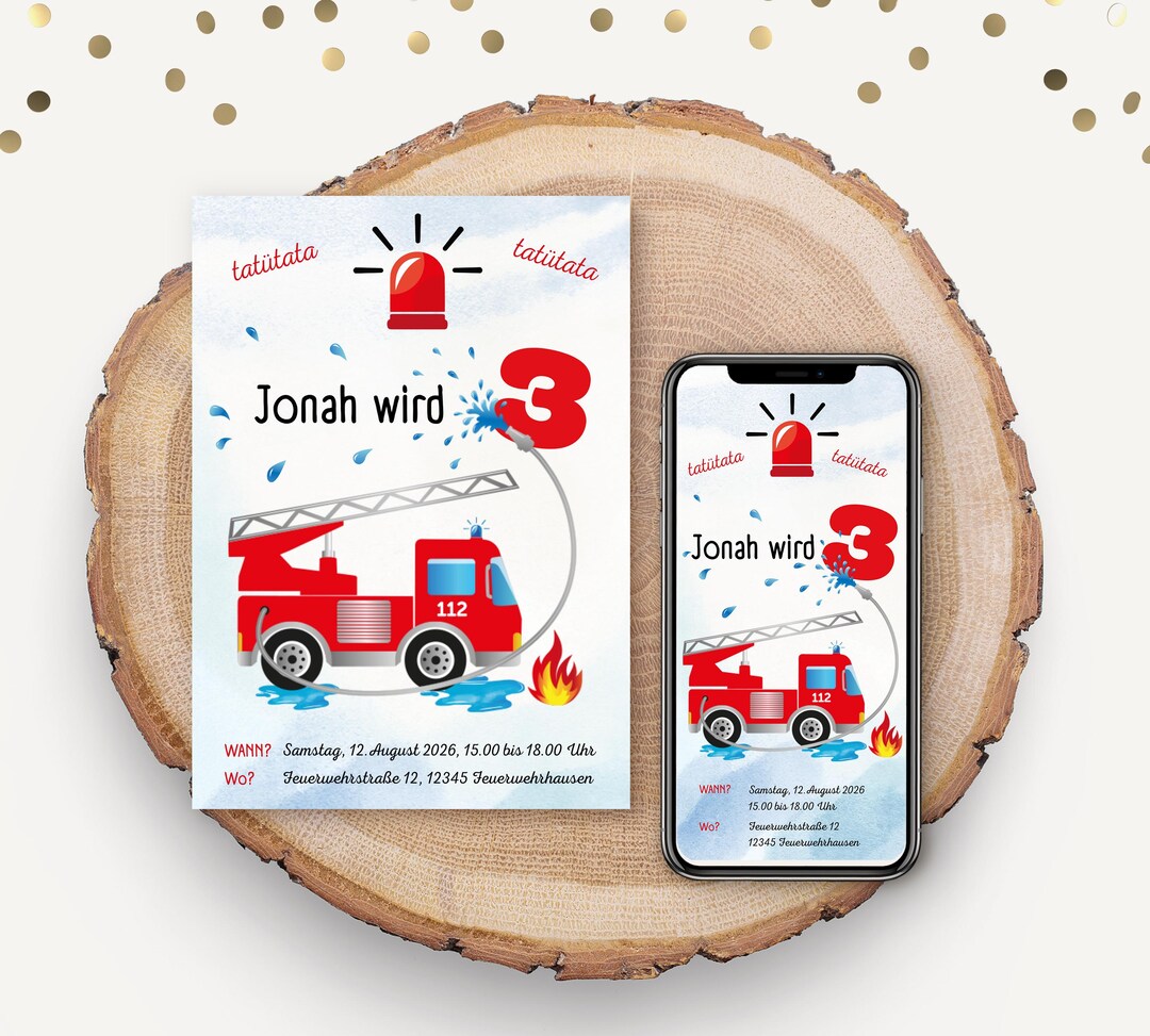 Fire Department Birthday Invitation - Card & E-card, Desired Age ...