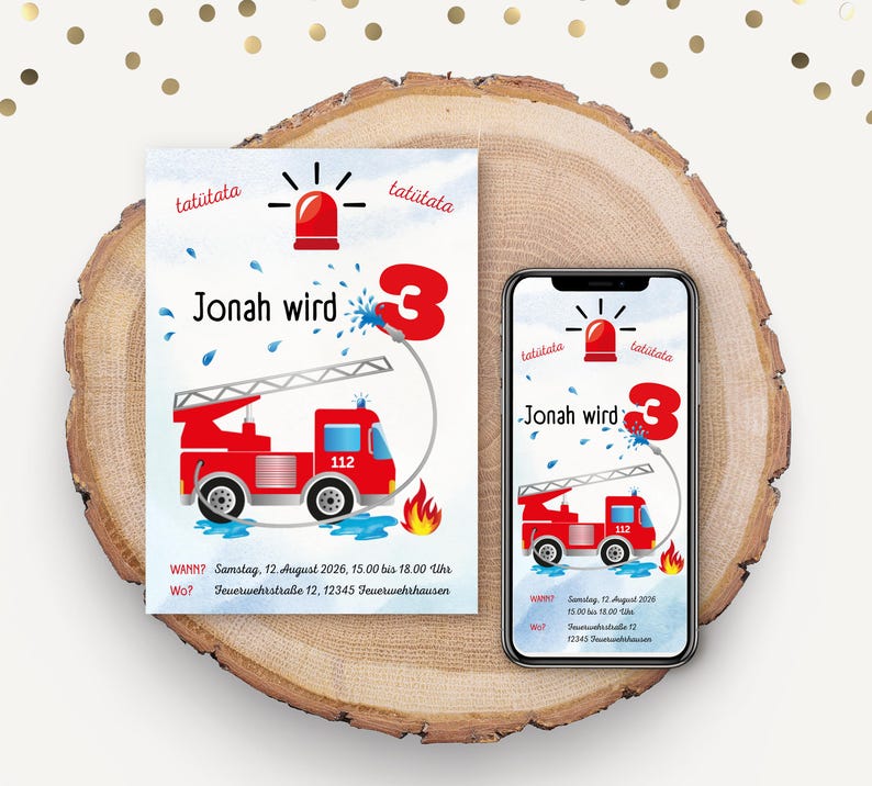 Fire Department Birthday Invitation - Card & E-card, Desired Age ...