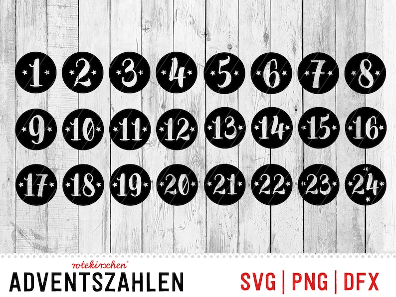 ADVENT NUMBERS Plotter File FILE | Svg, Png, Dxf | Round With Numbers ...