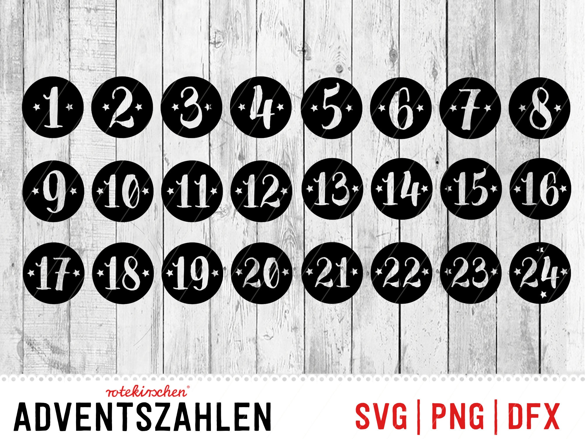 ADVENTSZAHLEN Plotterdatei DATEI | Svg, Png, Dxf | rund mit Zahlen und Sternchen - Etsy.de