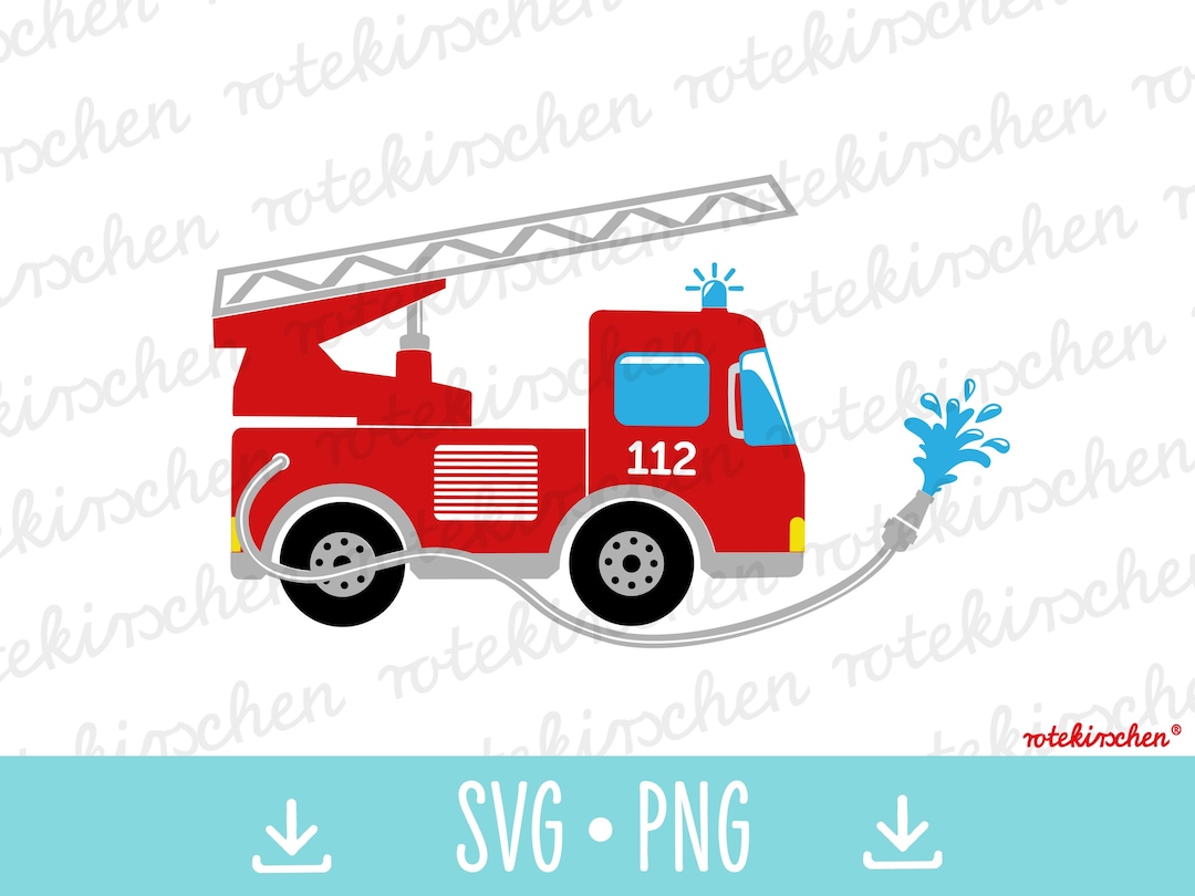 FEUERWEHR SVG | Plotterdatei mehrfarbig | Feuerwehrauto 112 | Plotten T ...